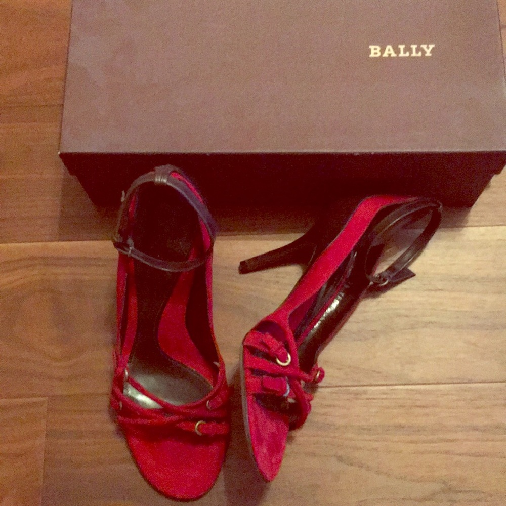 Authentic Bally Red Suede Brown Leather Heels - Gem